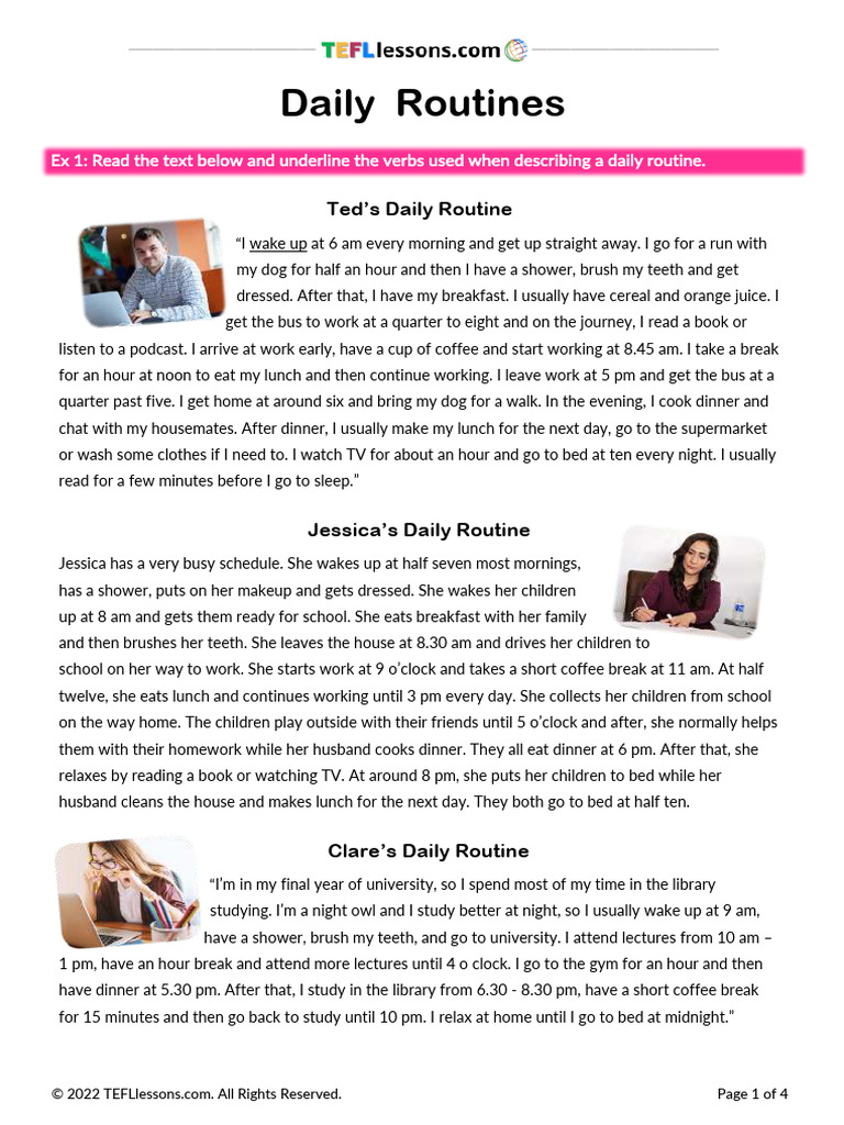 Daily Routines: Examples and Vocabulary | PDF | Lunch