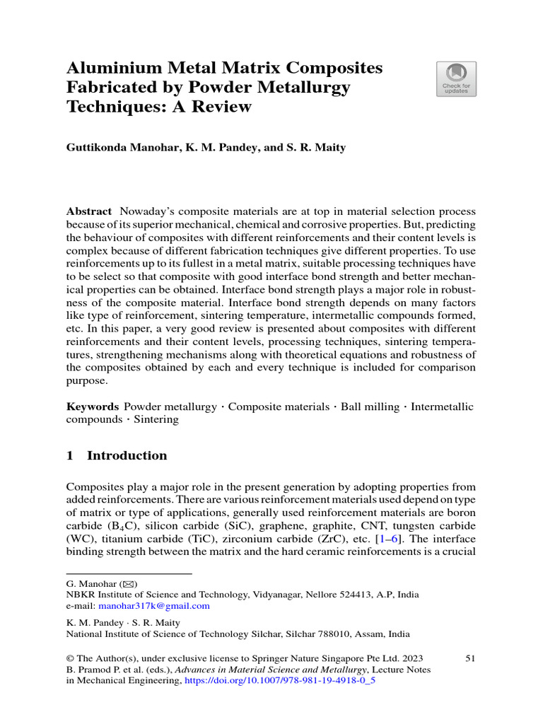 Aluminium Metal Matrix Composites Review | PDF | Sintering | Composite ...