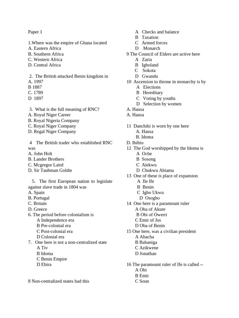 African Empires and Cultures Quiz | PDF | Sahara | West Africa