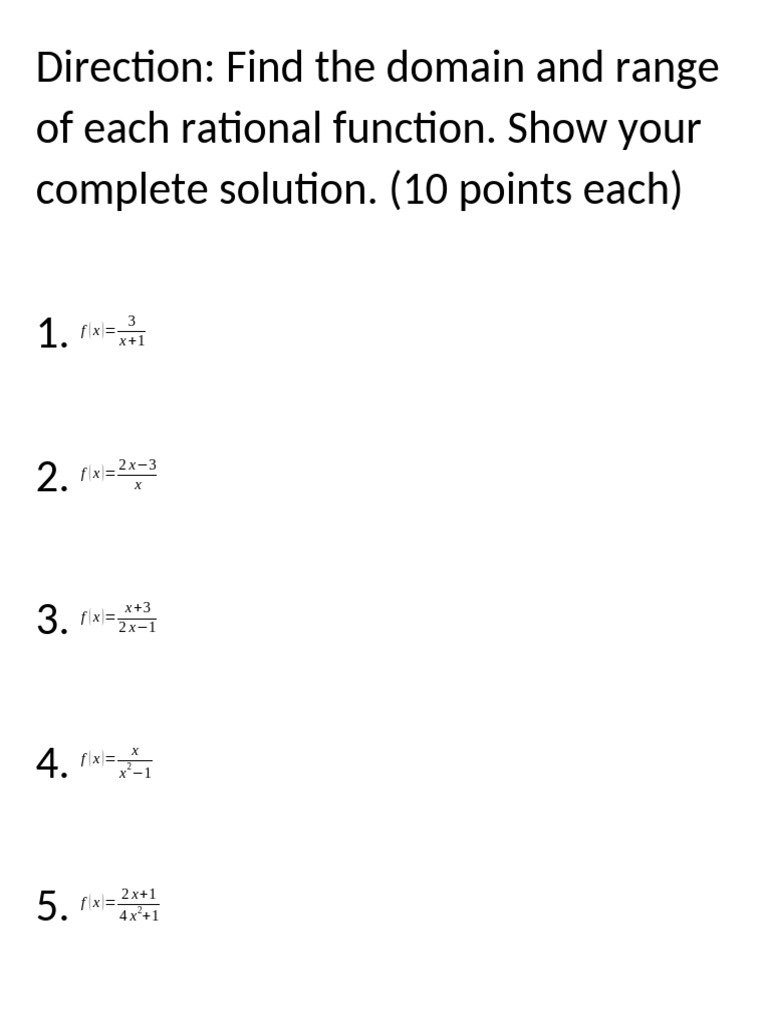 Domain and Range of Rational Functions | PDF