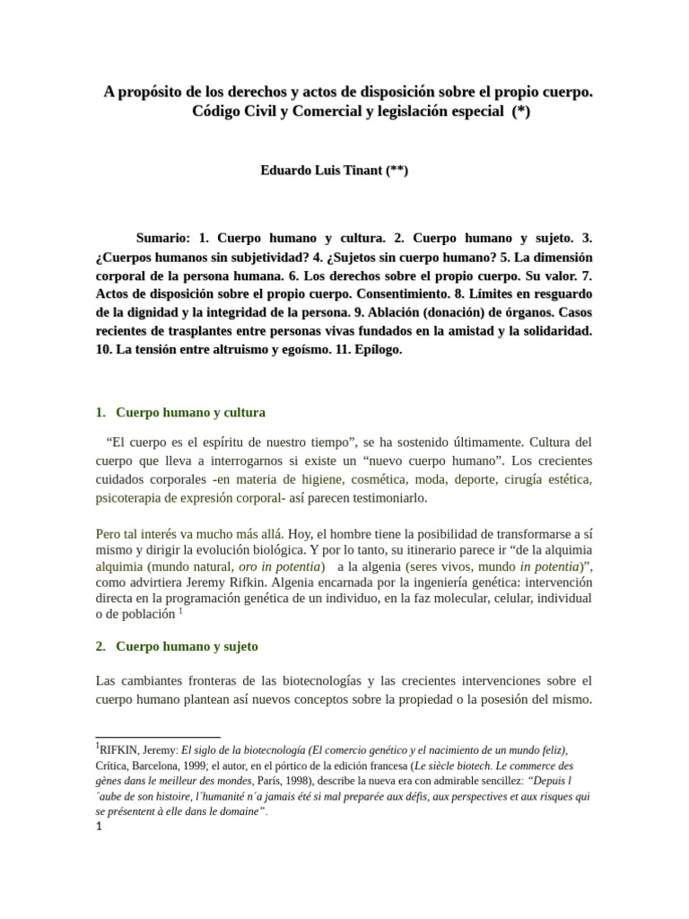 Tinant A Propósito de Los Derechos y Actos de Disposición Sobre El ...