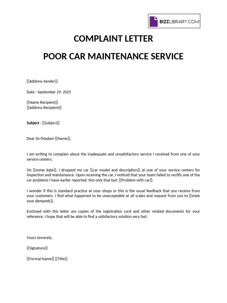 Poor Service Complaint Letter | PDF