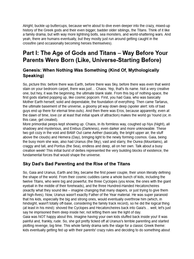 Greek Gods and Titans: Origins Explained | PDF | Greek Mythology ...
