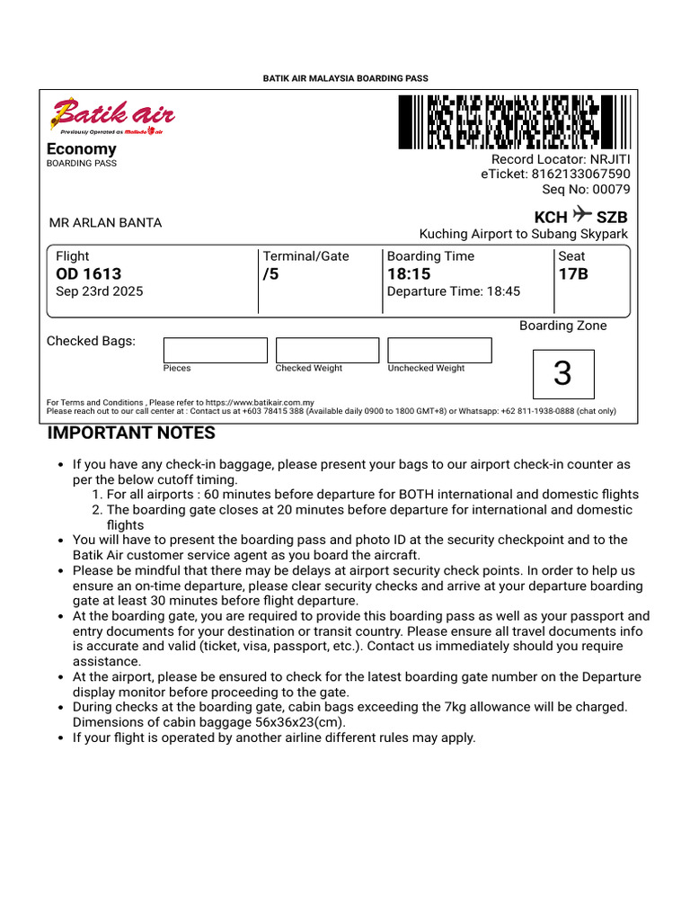 Confirmation - Check-In Document | PDF | Aviation