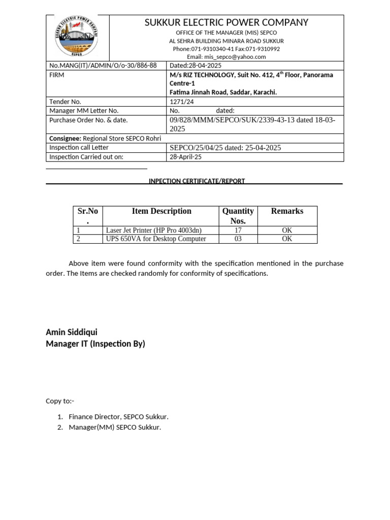 IC Format Sepco | PDF