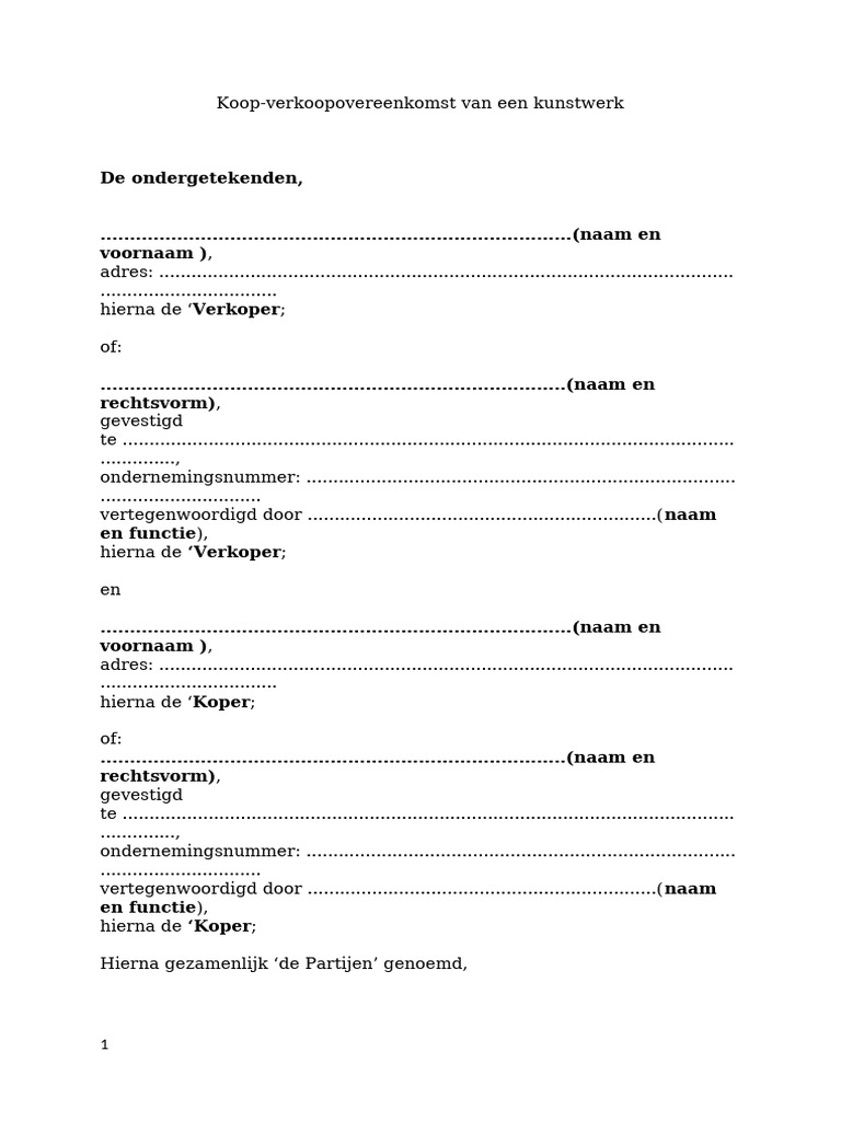 Verkoopkoopovereenkomst MLR | PDF