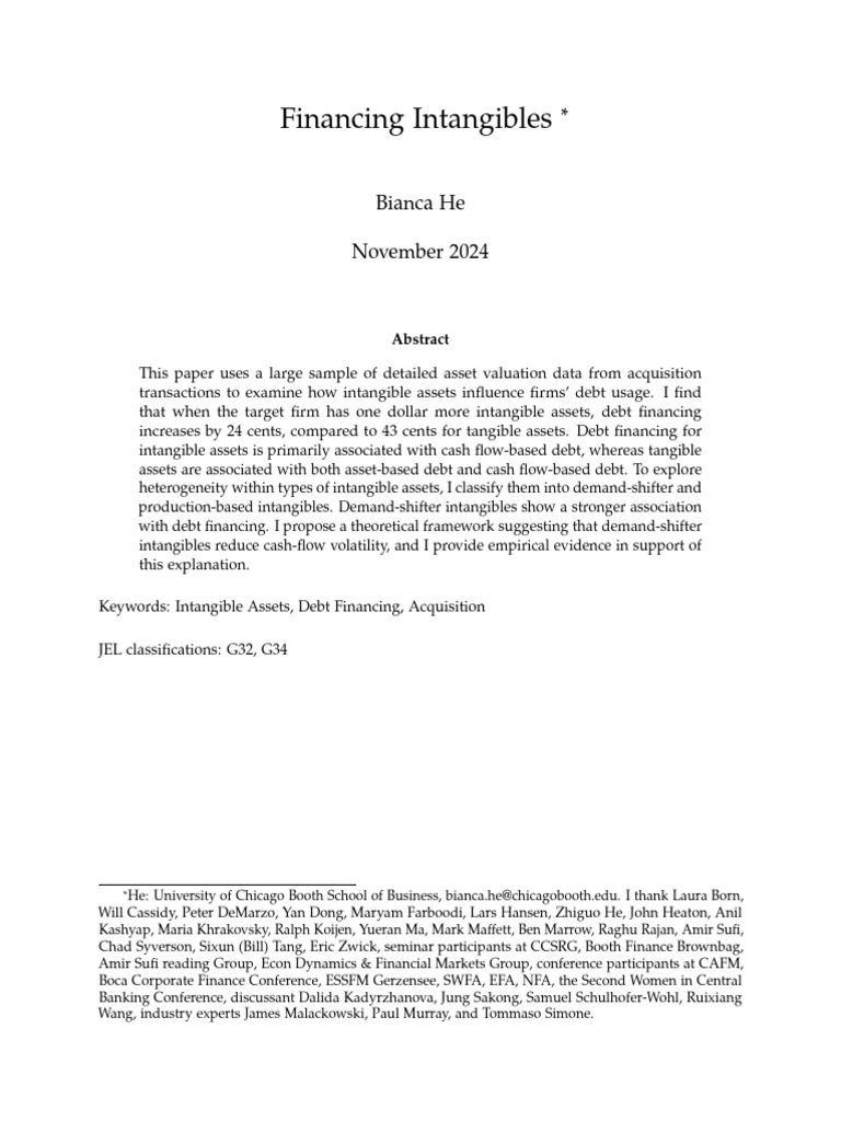 Financing Intangibles | PDF | Intangible Asset | Valuation (Finance)
