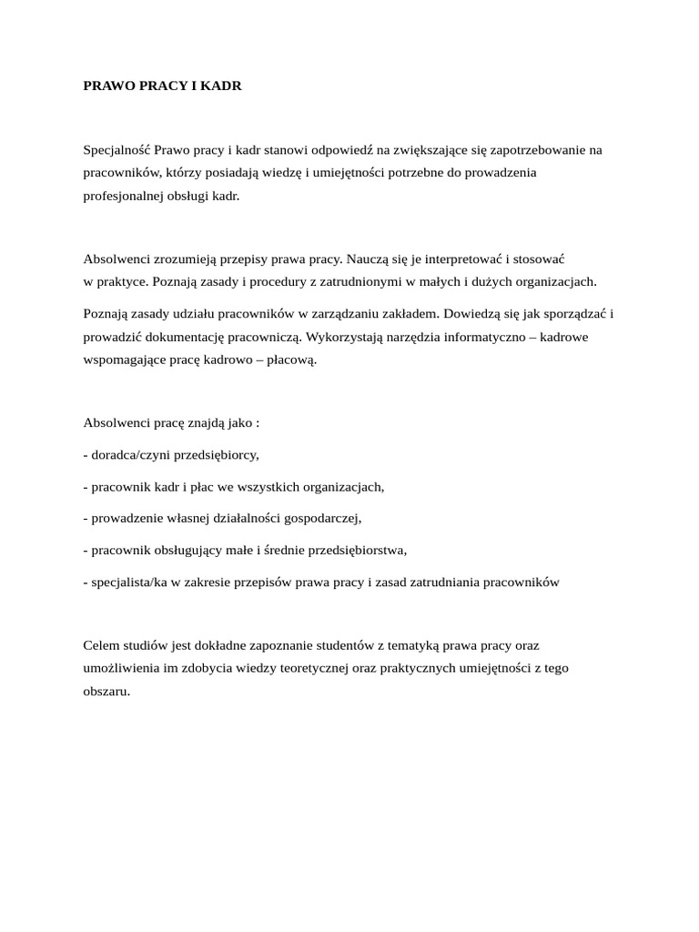 Prawo Pracy I Kadr | PDF