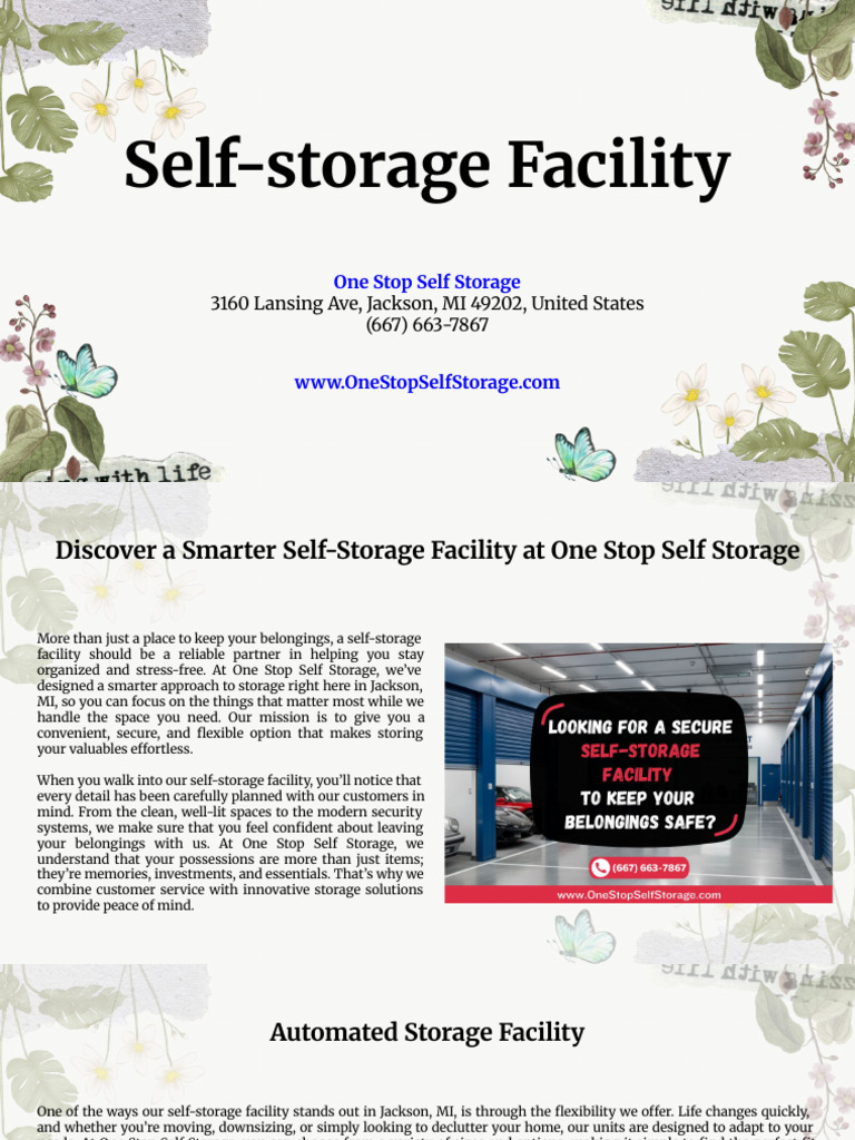 One Stop Self Storage - Self-Storage Facility | PDF