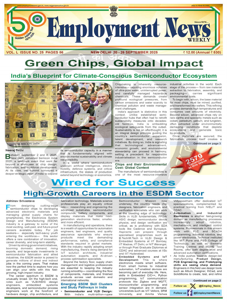Employment News 20 Sep - 26 Sep 2025 | PDF | Magazines | Periodicals