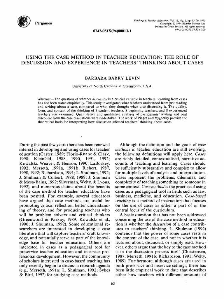 Impact of Discussion in Teacher Case Method | PDF | Analysis | Cognition