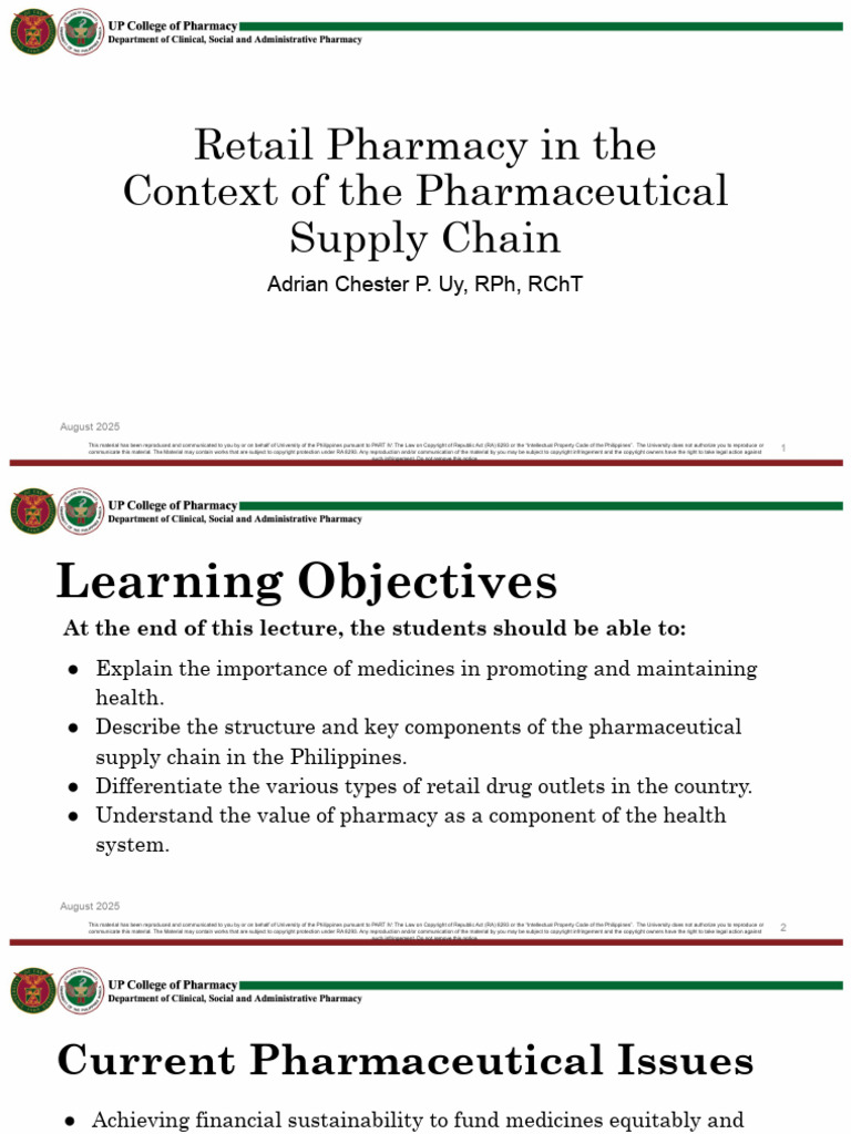 Retail Pharmacy in The Context of The Pharmaceutical Supply Chain | PDF ...