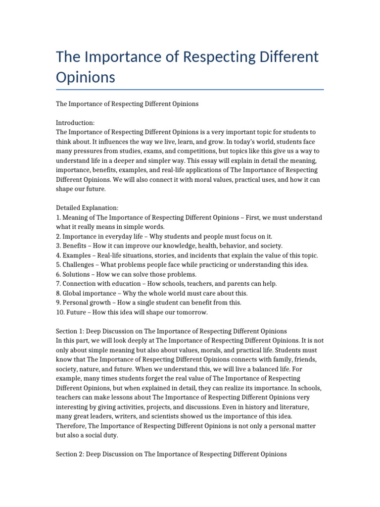 The Importance of Respecting Different Opinions | PDF | Knowledge ...