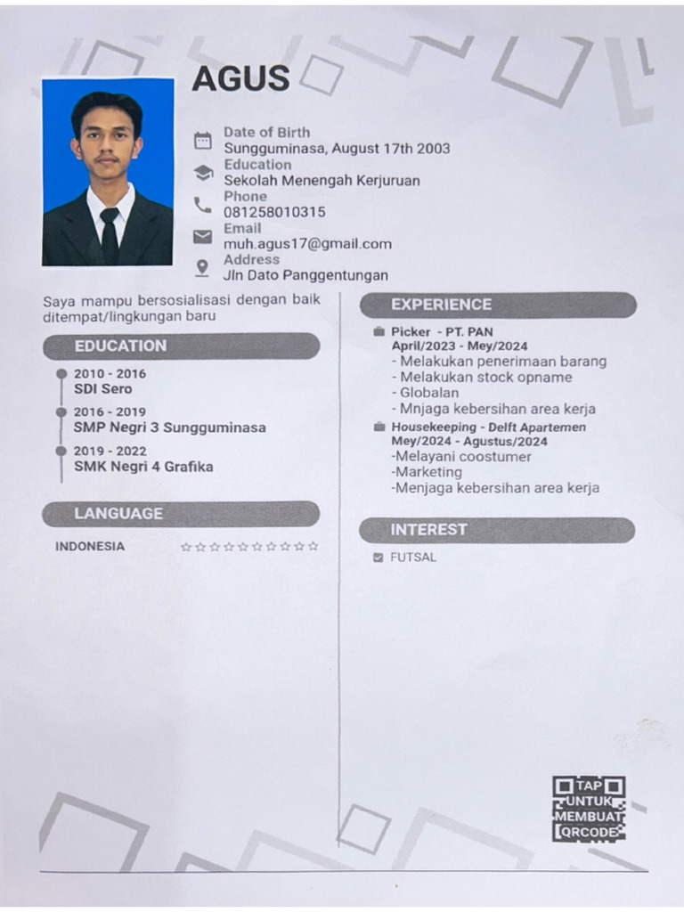 CV Agus | PDF