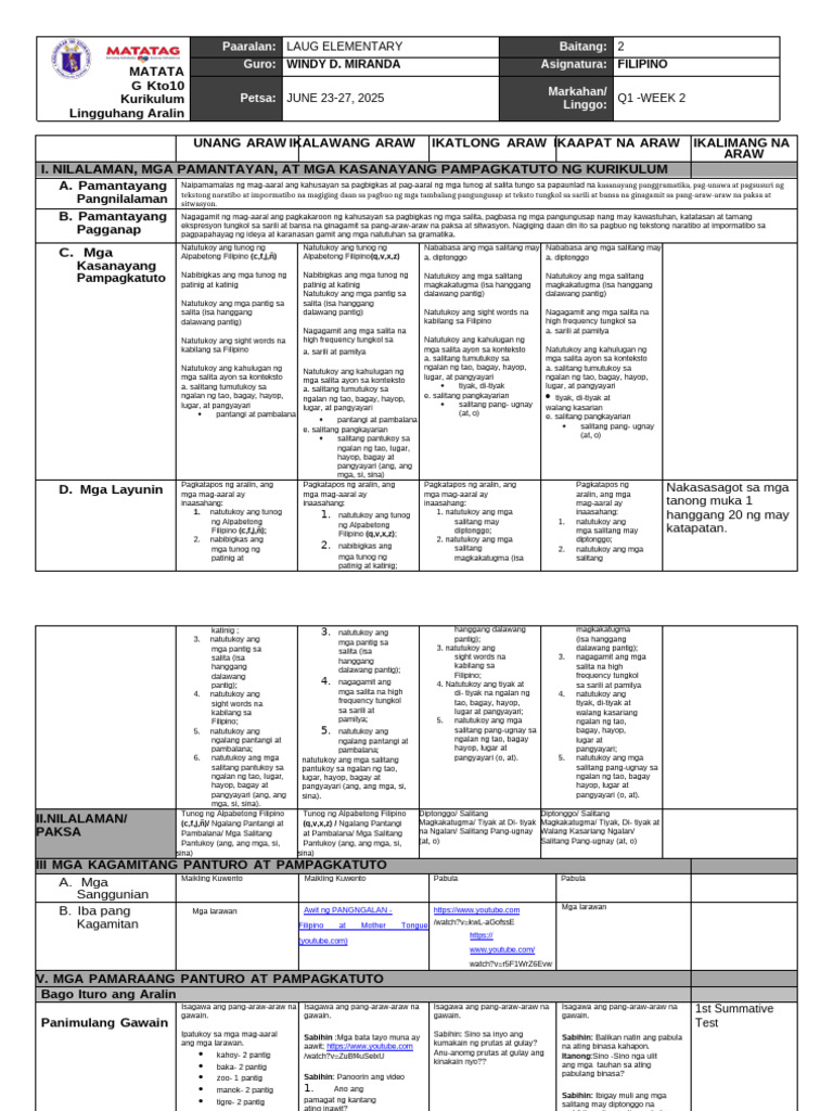 G2 Filipino DLL W2 | PDF