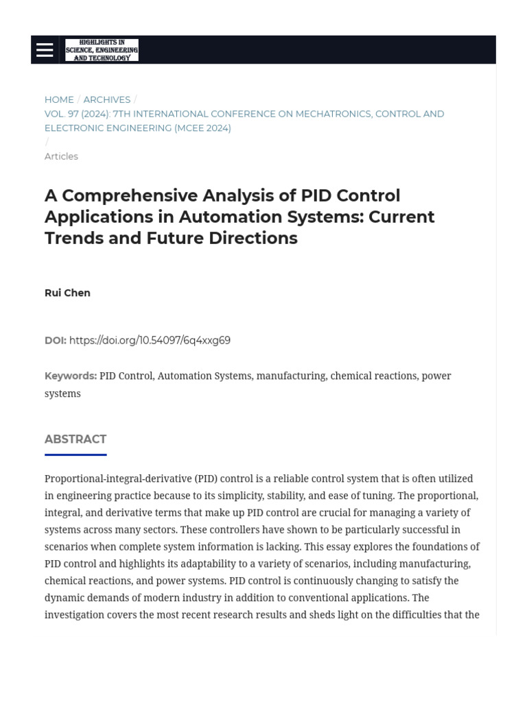 A Comprehensive Analysis of PID Control Applications in Automation ...