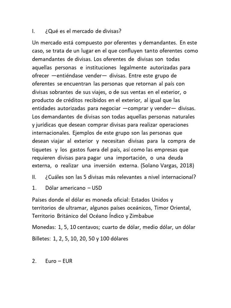 Mercado de Divisas y Principales Monedas | PDF | Dólar australiano ...