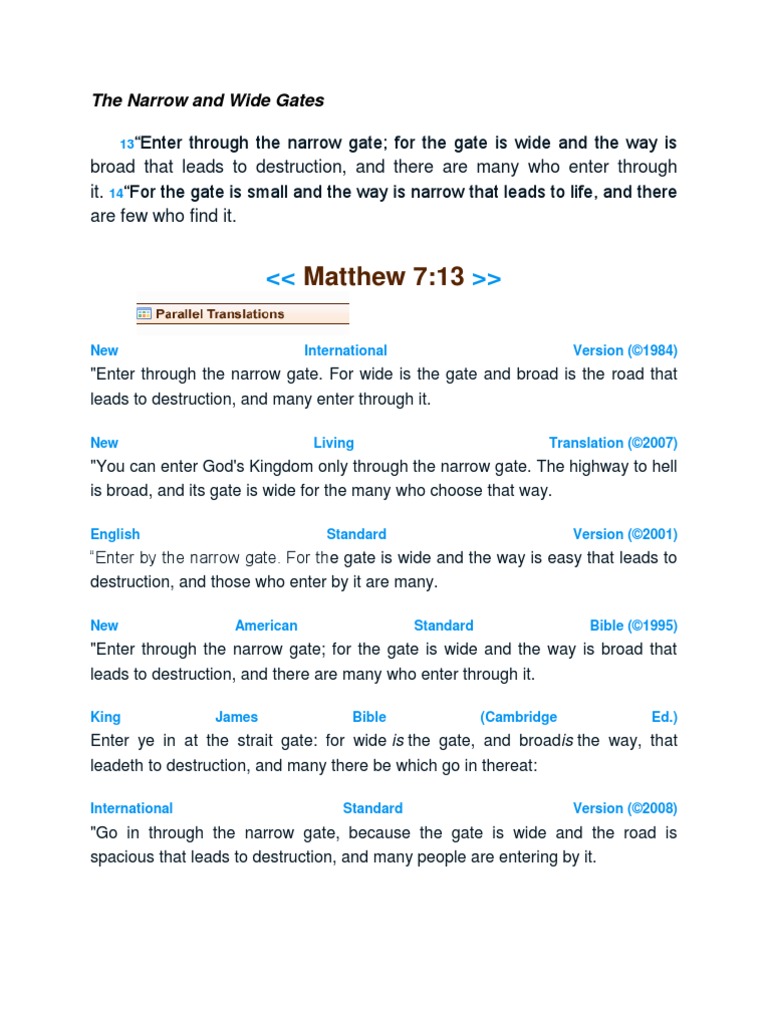 The Narrow and Wide Gates | PDF | Afterlife | Sin