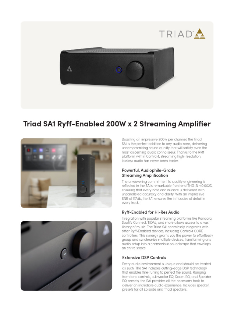 Triad SA1: High-Res Streaming Amplifier | PDF | Amplifier | Sampling ...