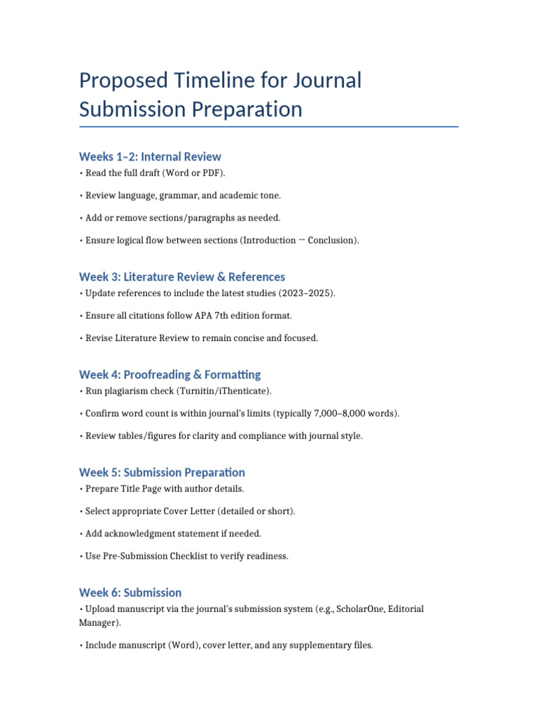 Journal Submission Timeline Guide | PDF