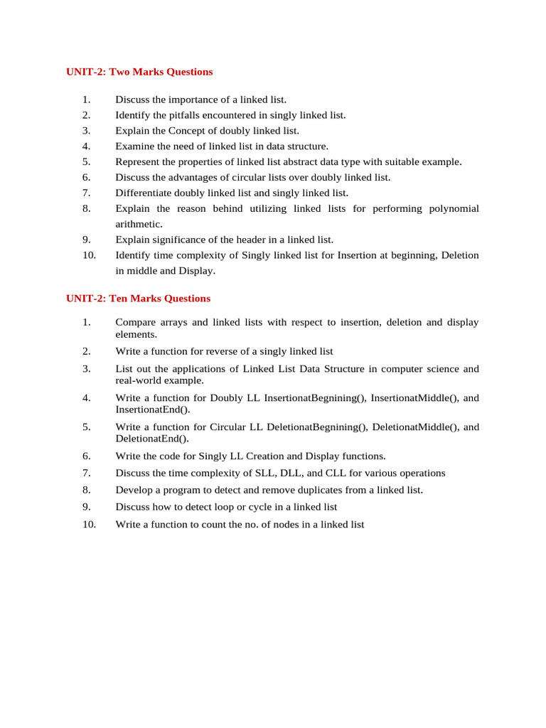 UNIT 2 Questions | PDF