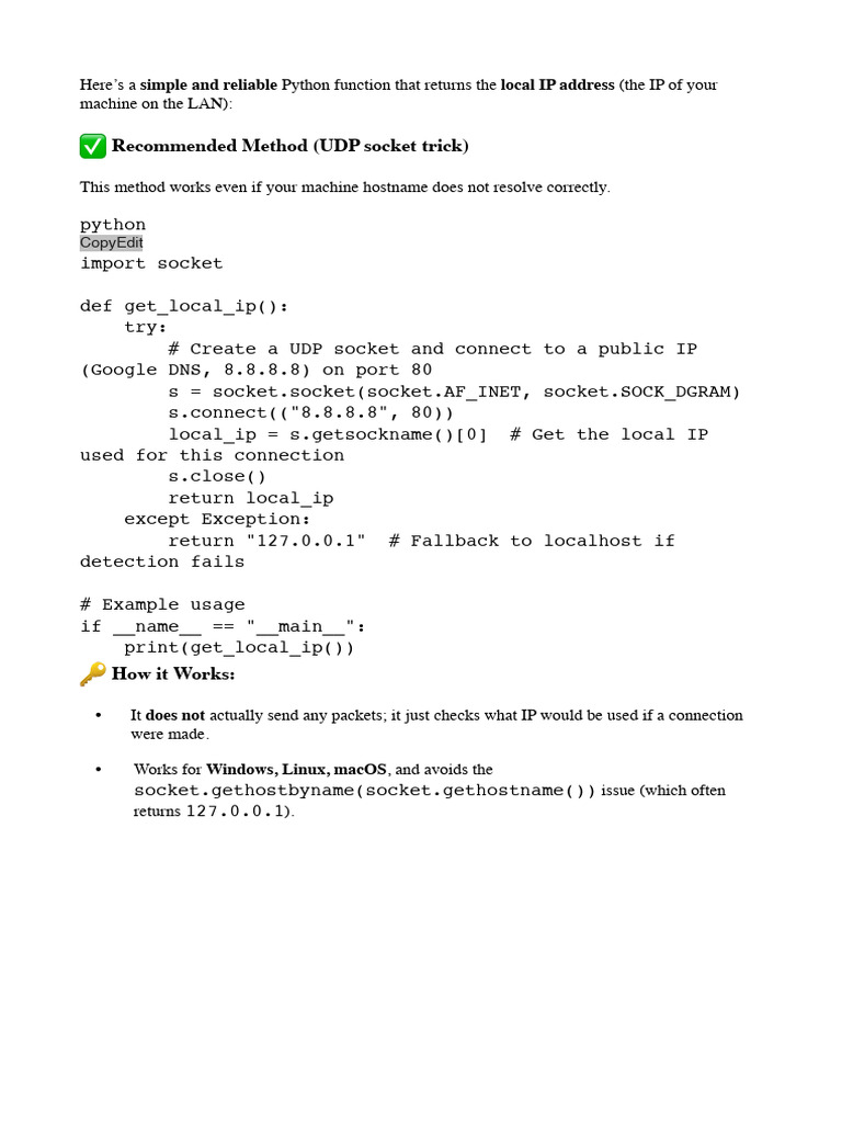 Pyhton Local Ip | PDF