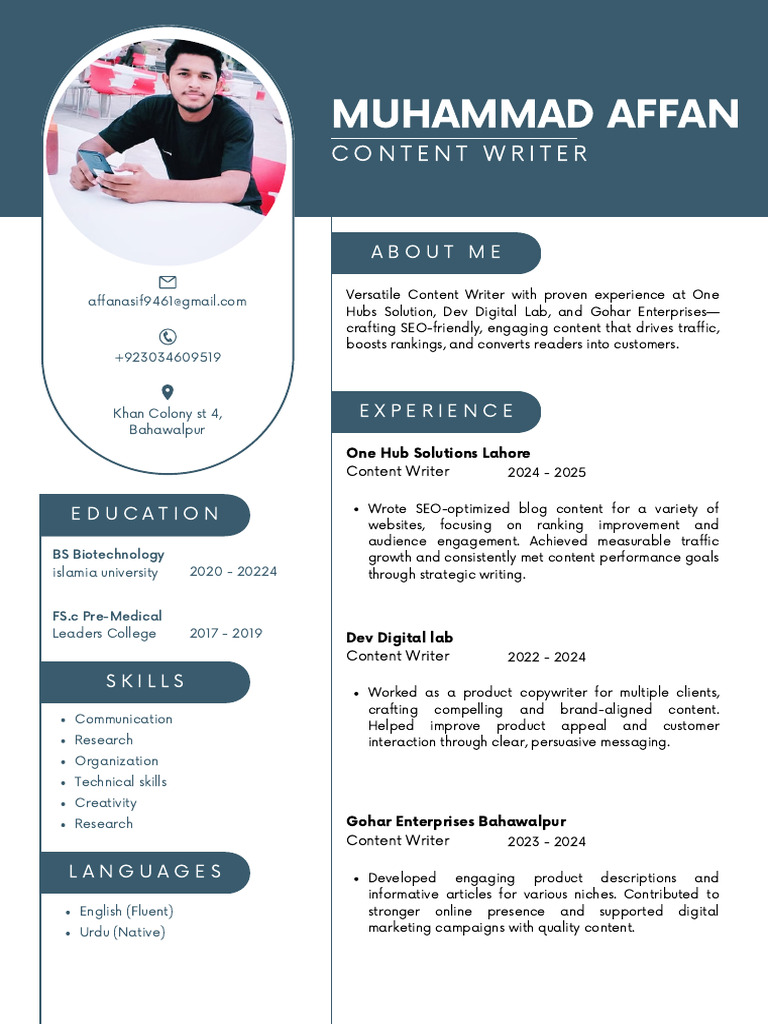 SEO Content Writer Profile | PDF