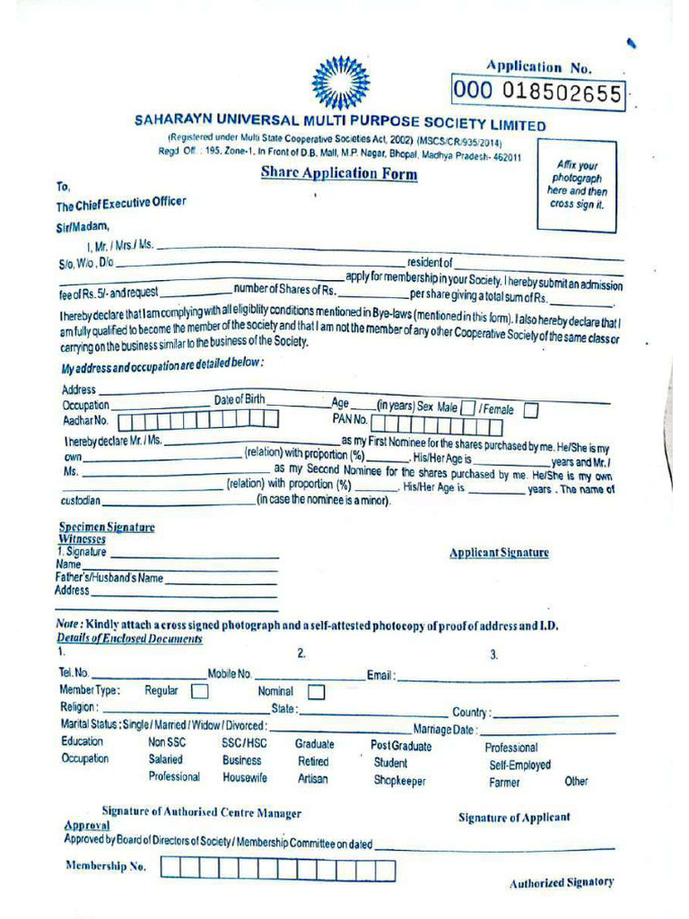 Saharayan Membership No | PDF
