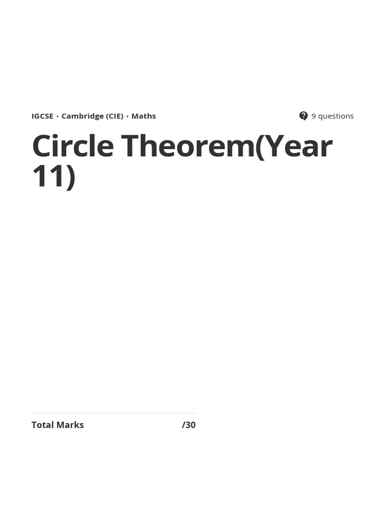 Year 11 Circle Theorem Questions | PDF | Trigonometry | Triangle Geometry