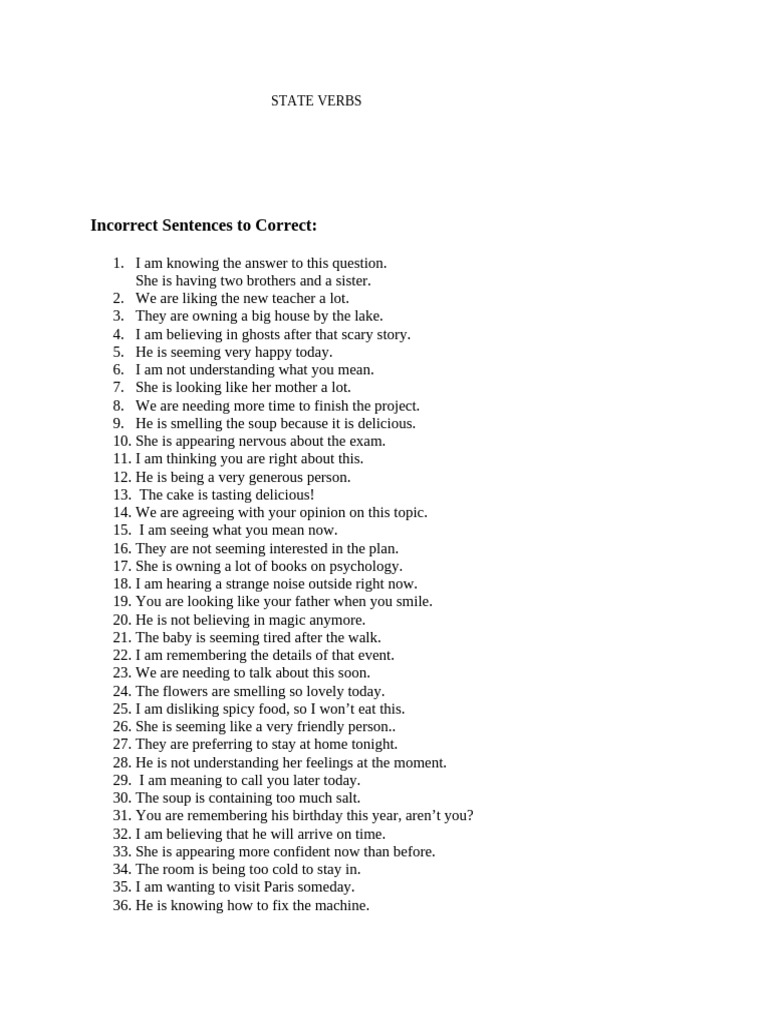 State Verbs l5 | PDF
