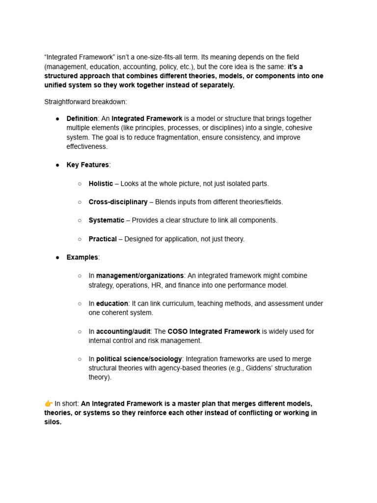Understanding Integrated Frameworks | PDF