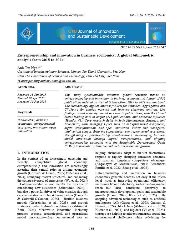 Entrepreneurship and Innovation in Business Econom | PDF | Entrepreneurship | Startup Company