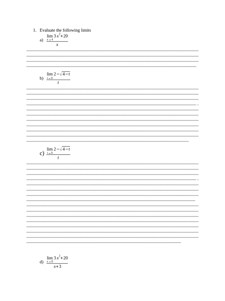 Limit Evaluations and Function Analysis | PDF