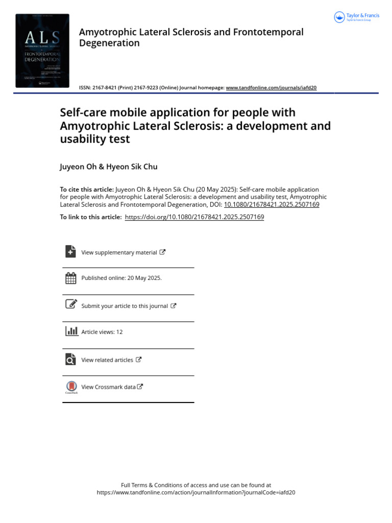 Self-Care Mobile Application For People With Amyotrophic Lateral ...