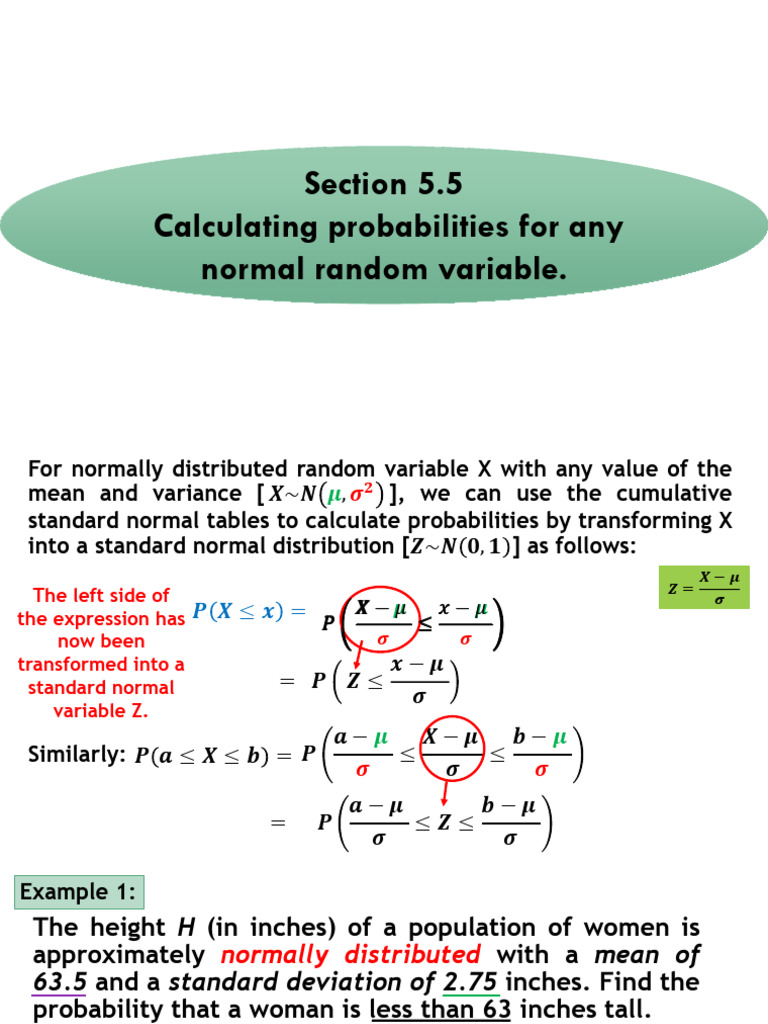 Sec 5.5 and 5.6 Normal Dist - Finding Probabilities 2019 | PDF | Normal Distribution ...