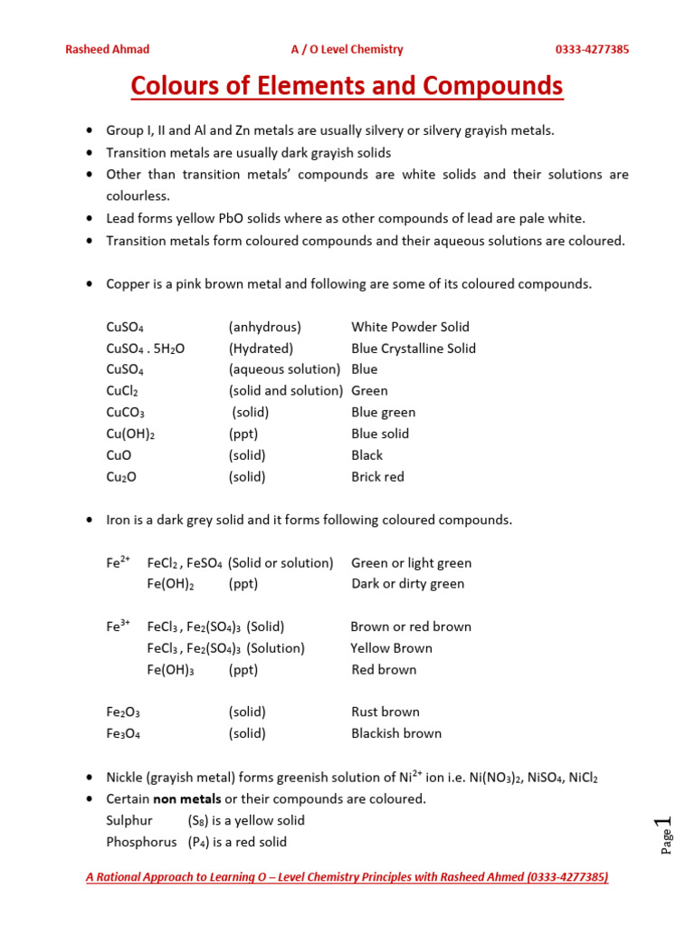 Understanding Element Colors in Chemistry | PDF | Chlorine | Molecules