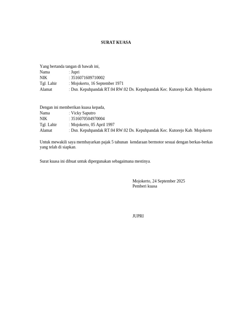 Format Surat Kuasa | PDF