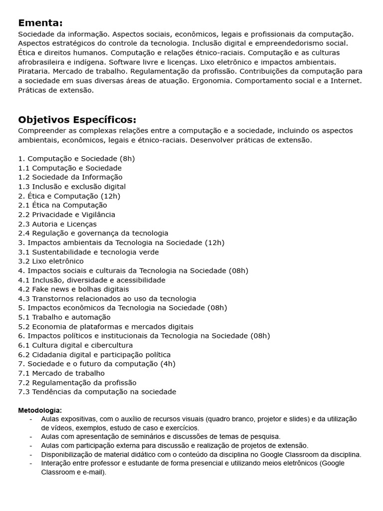 Aula1 ComputacaoSociedade | PDF | Informática | Economia