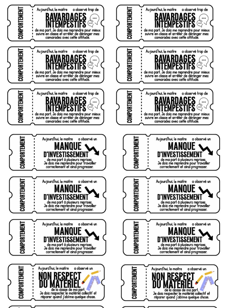 Billets Comportement | PDF