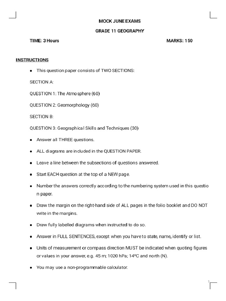 Grade 11 Question Paper | PDF