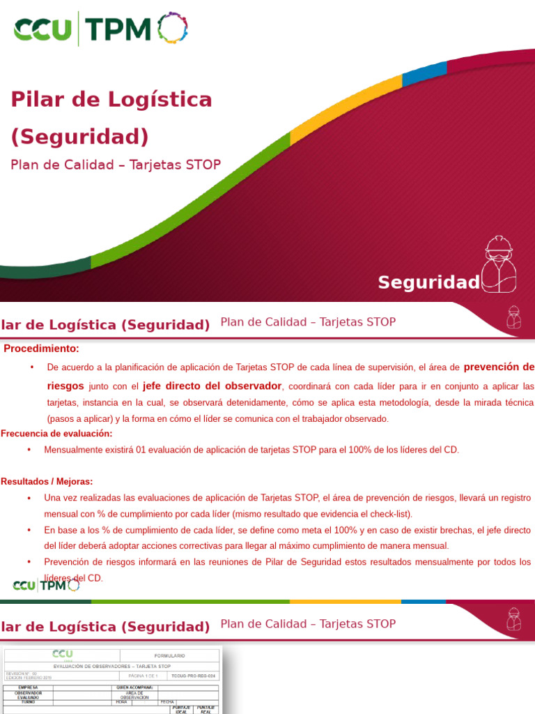 Plan de Calidad: Tarjetas STOP en Seguridad | PDF