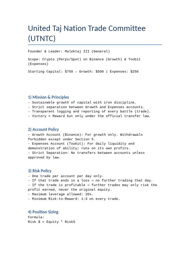 UTNTC Manifesto v1.3 | PDF | Economies | Private Sector
