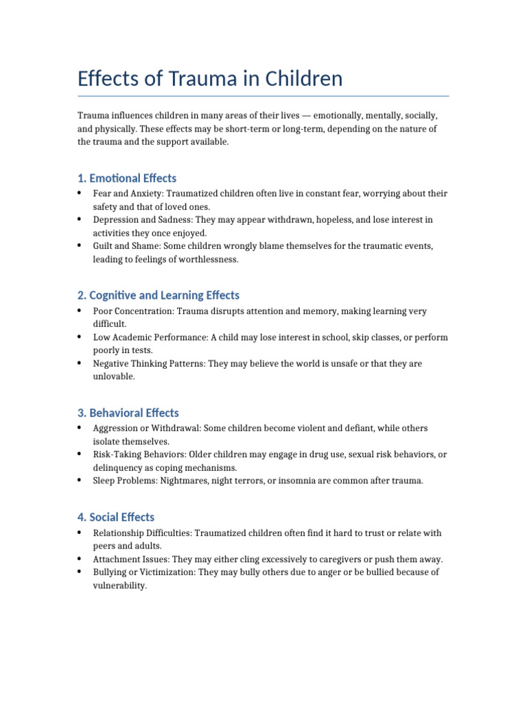 Effects of Trauma in Children | PDF