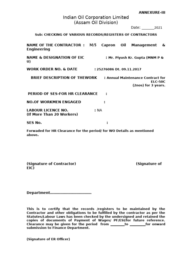 Contractor Record Verification Process | PDF
