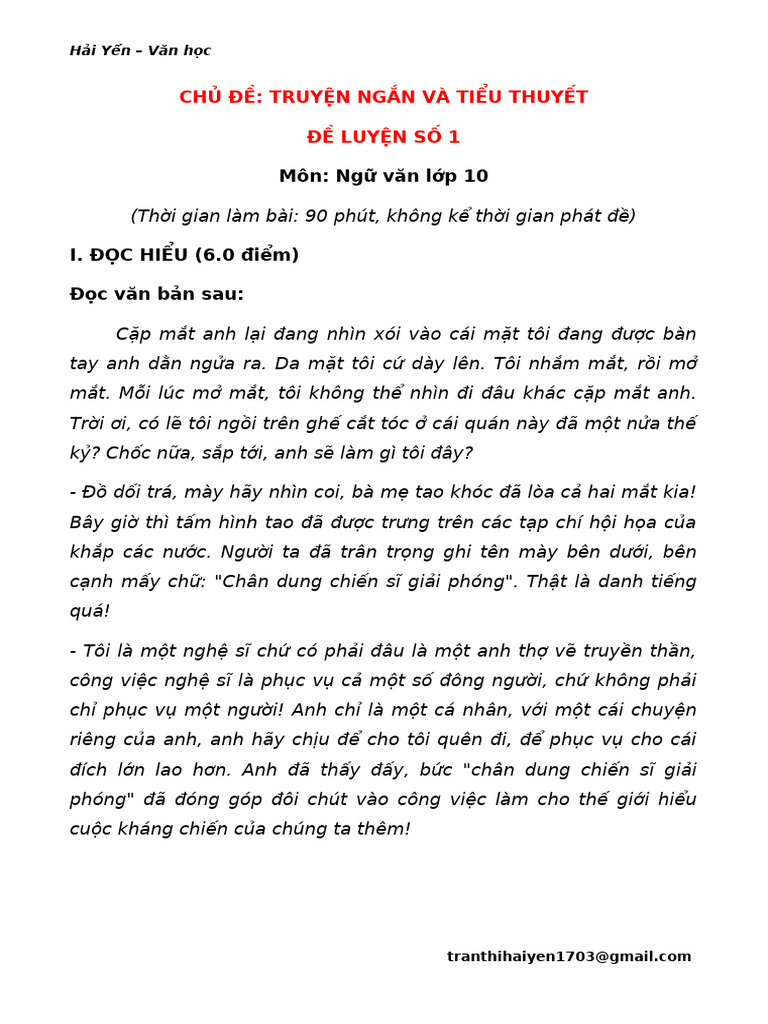 Bo de Luyen Doc Hieu Viet Van 10 Phan Truyen Ngan Va Tieu Thuyet Co Dap ...