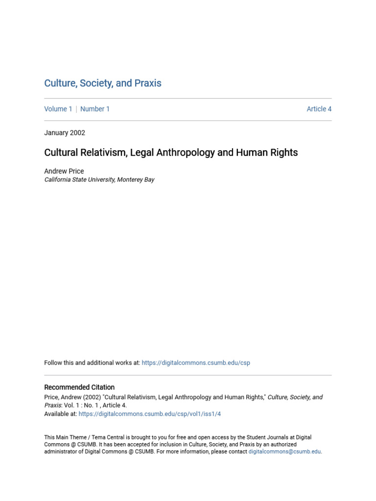 Cultural Relativism Legal Anthropology and Human Rights | PDF ...