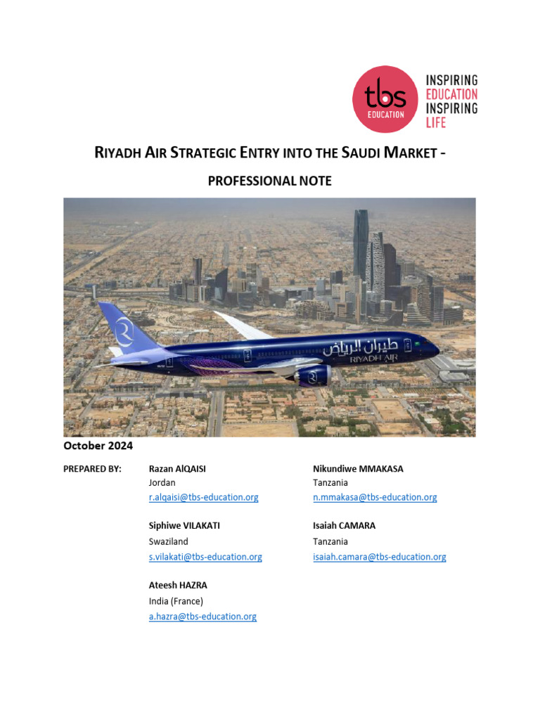 Riyadh Air's Strategic Market Entry Plan | PDF | Riyadh | Emirates ...