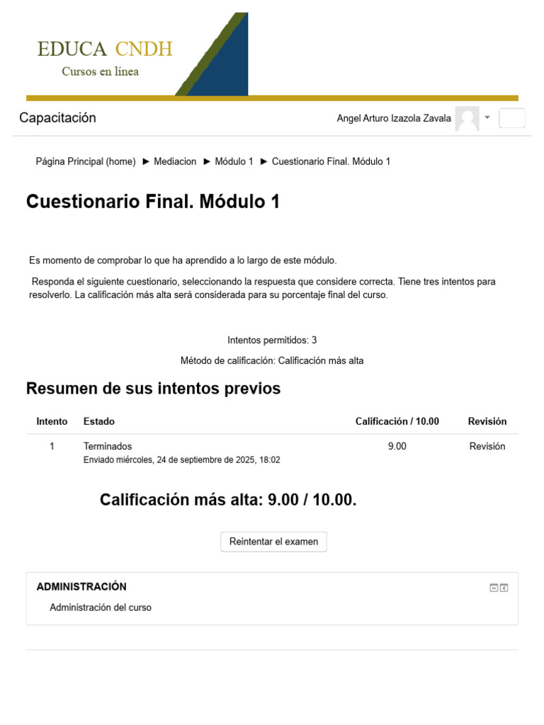 Mediacion - Cuestionario Final. Módulo 1.2 | PDF
