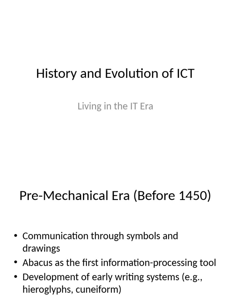 History and Evolution of ICT Presentation | PDF | Writing | Telegraphy