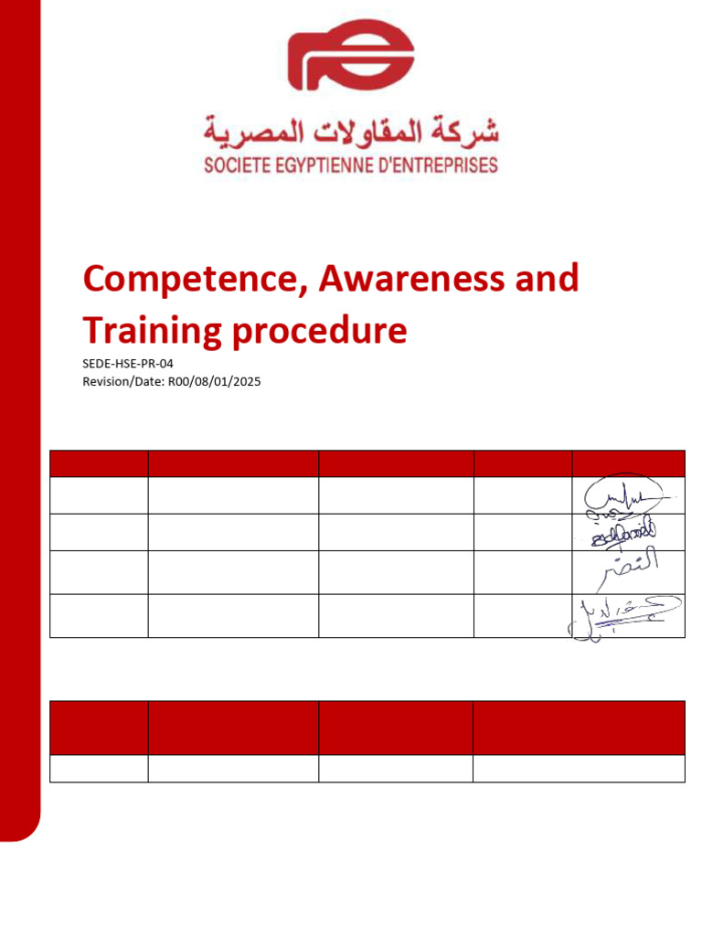 SEDE-HSE-PR-04 Competence, Awareness and Training Procedure | PDF ...